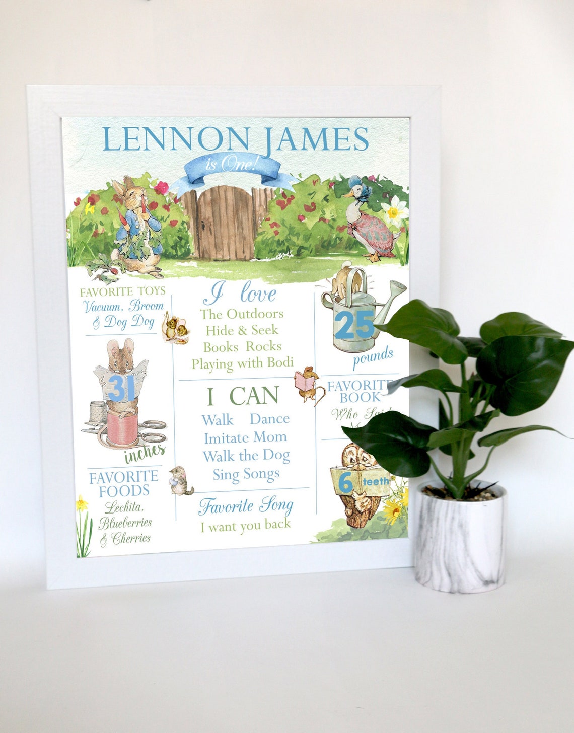 EDITABLE PRINTABLE Peter Rabbit 1st Birthday Milestone Poster | Etsy
