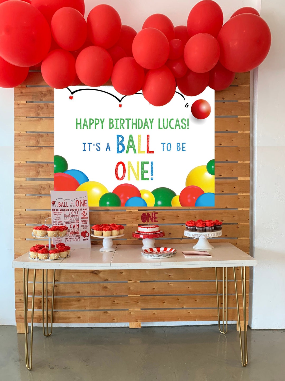 EDITABLE PRINTABLE "it's a Ball to Be One" 1st Birthday Poster 36"x 48 ...