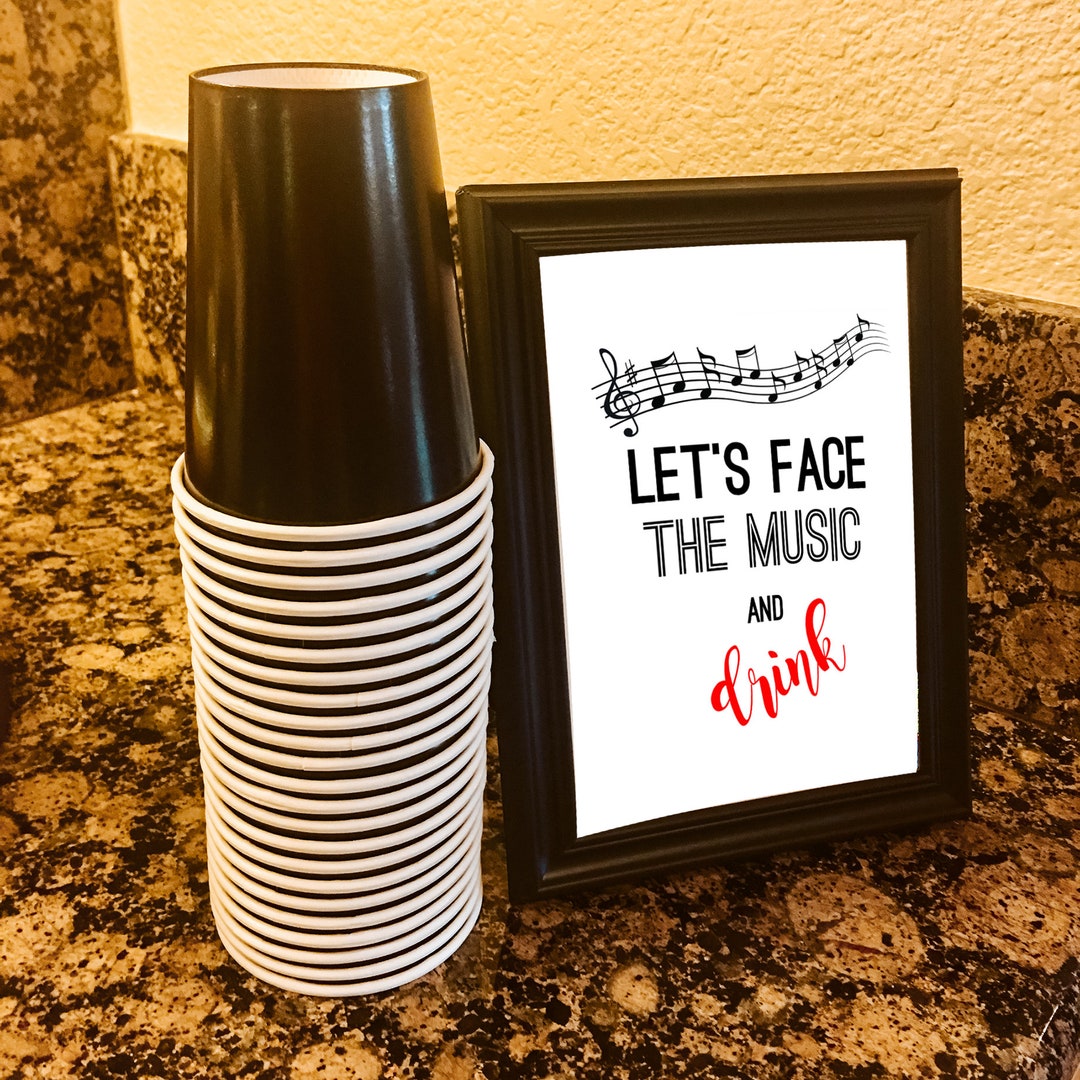 PRINTABLE Red "let's Face the Music Drink" Sign (5 X 7) , Music Themed ...