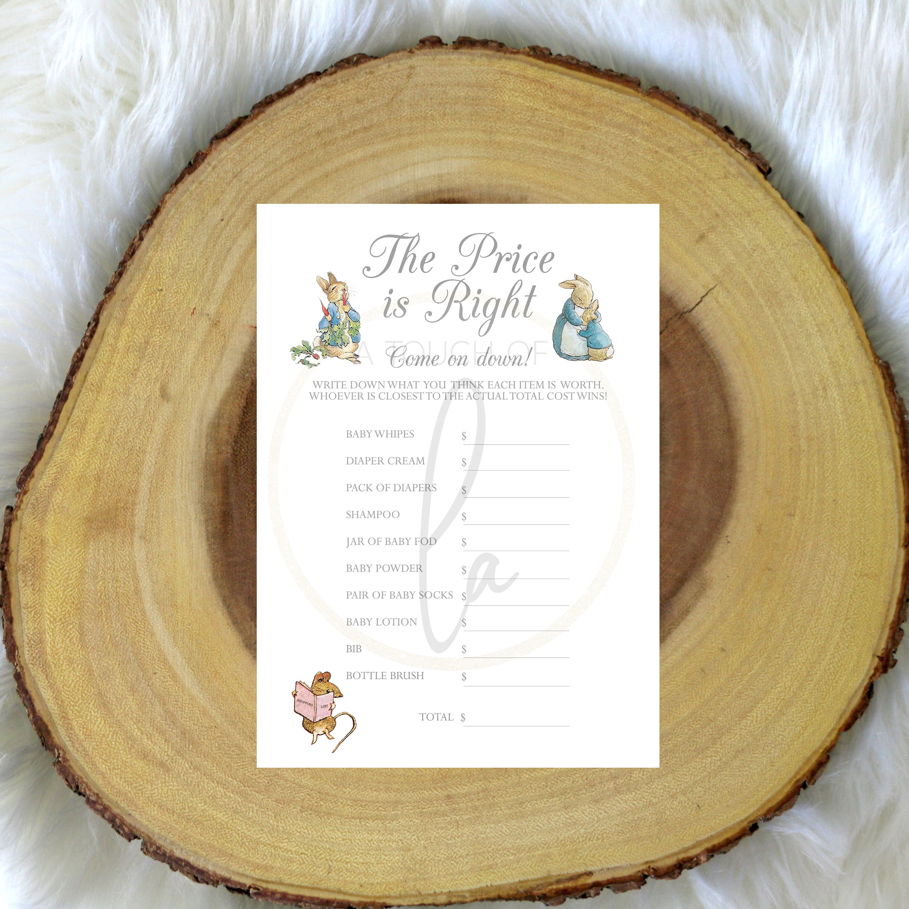 Party Supplies Beatrix Potter Shower Game Set Gender Neutral Peter ...