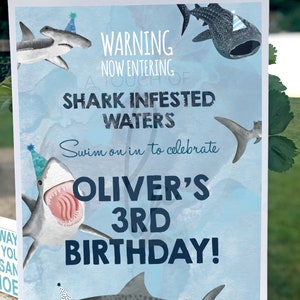 EDITABLE PRINTABLE Shark Welcome Sign (16 X 20) , Shark Party Welcome ...