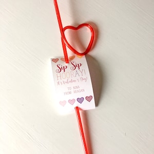 PRINTABLE Pink and Purple Crazy Straw Valentines Day Printable Tags ...