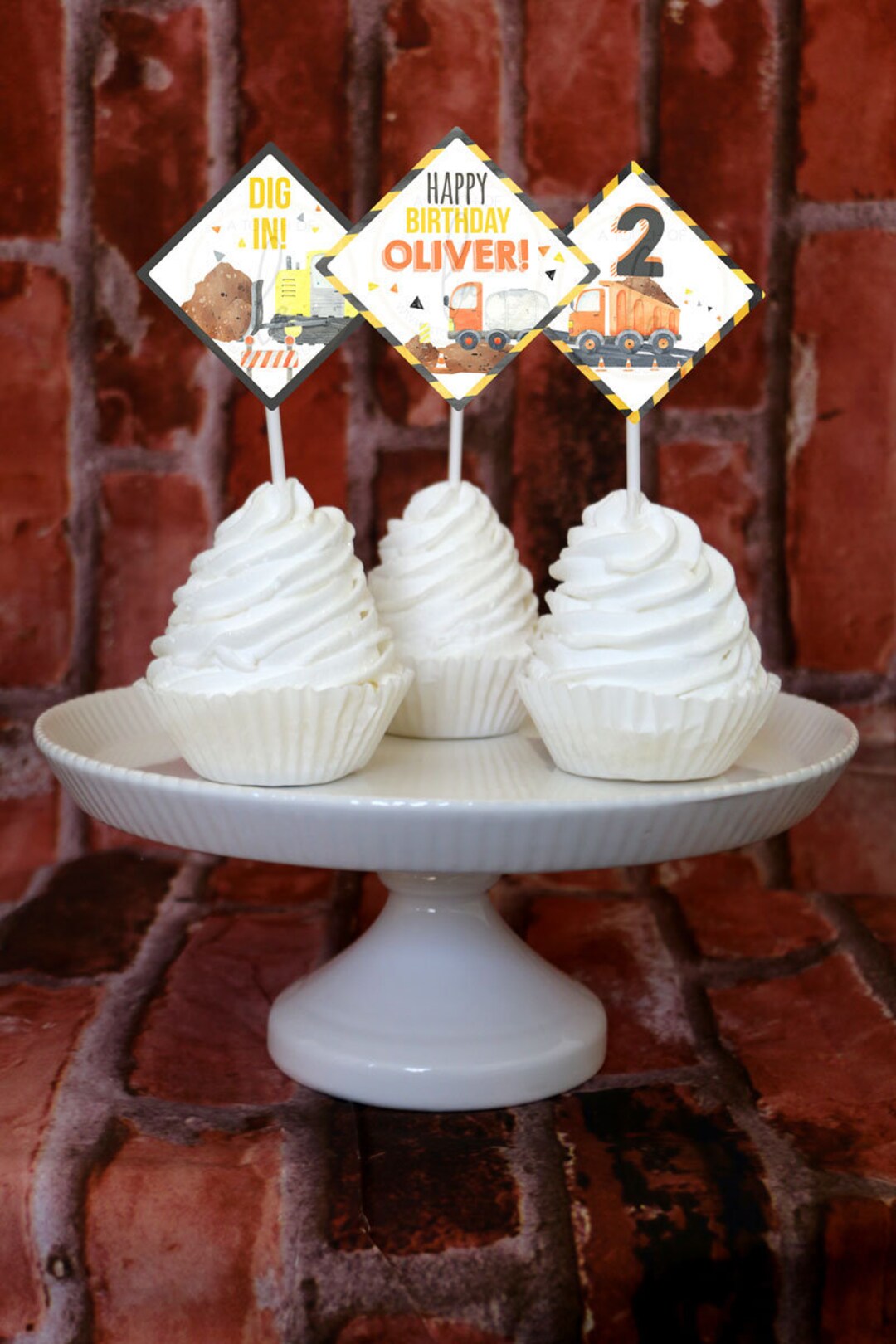 EDITABLE PRINTABLE Construction Party Cupcake Toppers, Construction ...