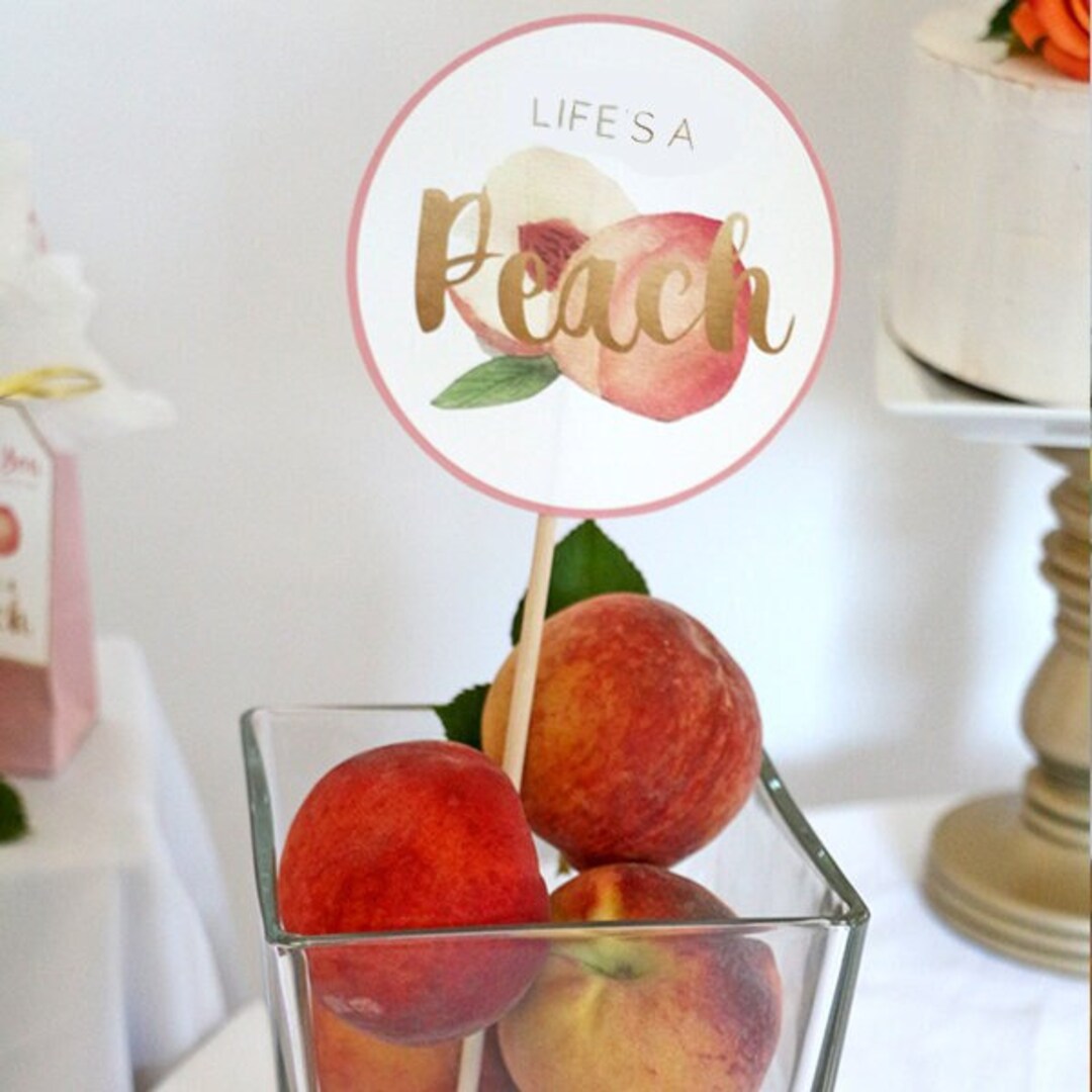 PRINTABLE Peach Birthday Party Centerpiece Sticks Peach Birthday ...