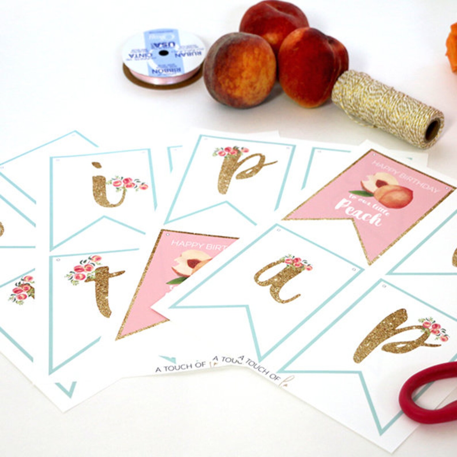 PRINTABLE Peach Party Happy Birthday Banner Peach Birthday - Etsy