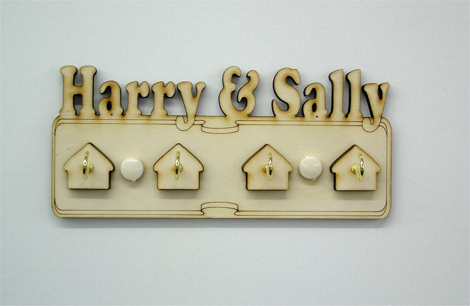 Personalised Wooden Key Holder Your Names Cut Out Four Hooks - Etsy