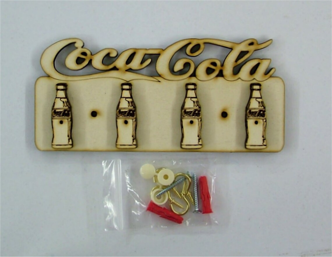 Wooden Key Holder Four Hook Wall Fixed Wooden Key Holder Coca Cola Key ...