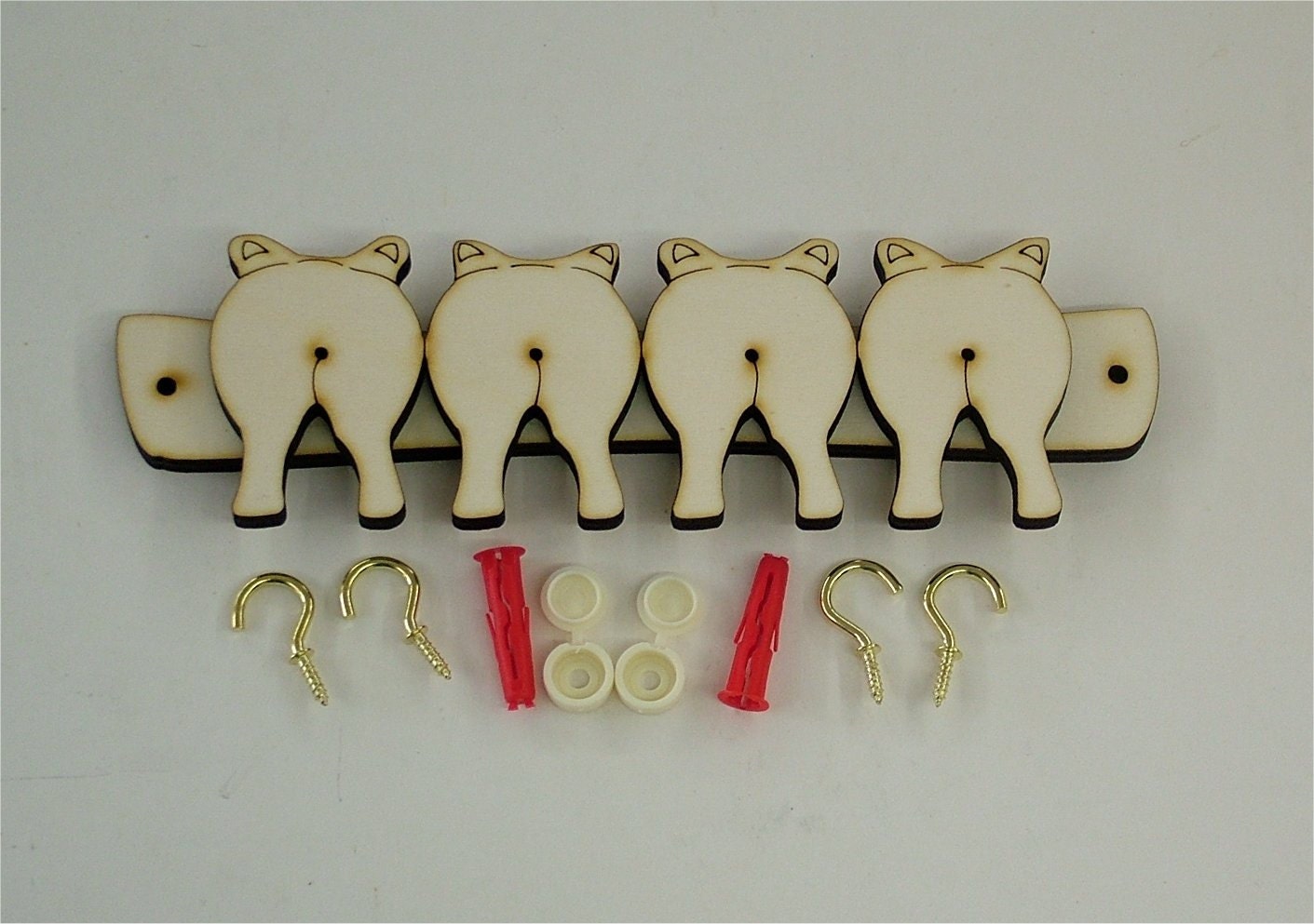 Wooden Key Holder Key Hanger 4 Pigs 4 Hook Wooden Key Holder Wall ...