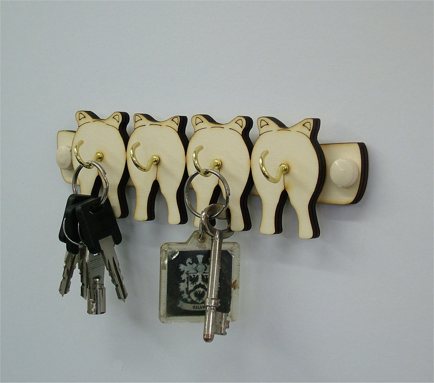 Wooden Key Holder Key Hanger 4 Pigs 4 Hook Wooden Key Holder Wall ...