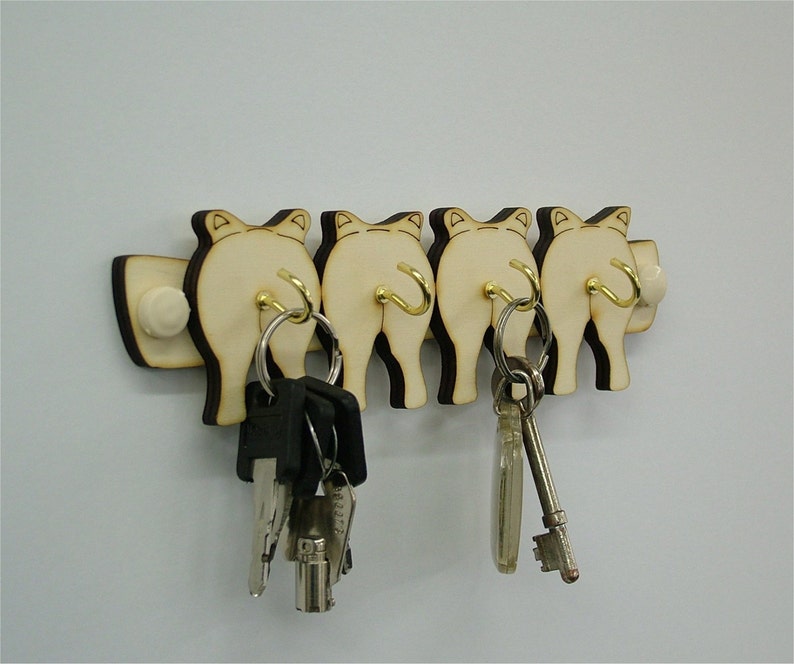 Wooden Key Holder Key Hanger 4 Pigs 4 Hook Wooden Key Holder Wall ...