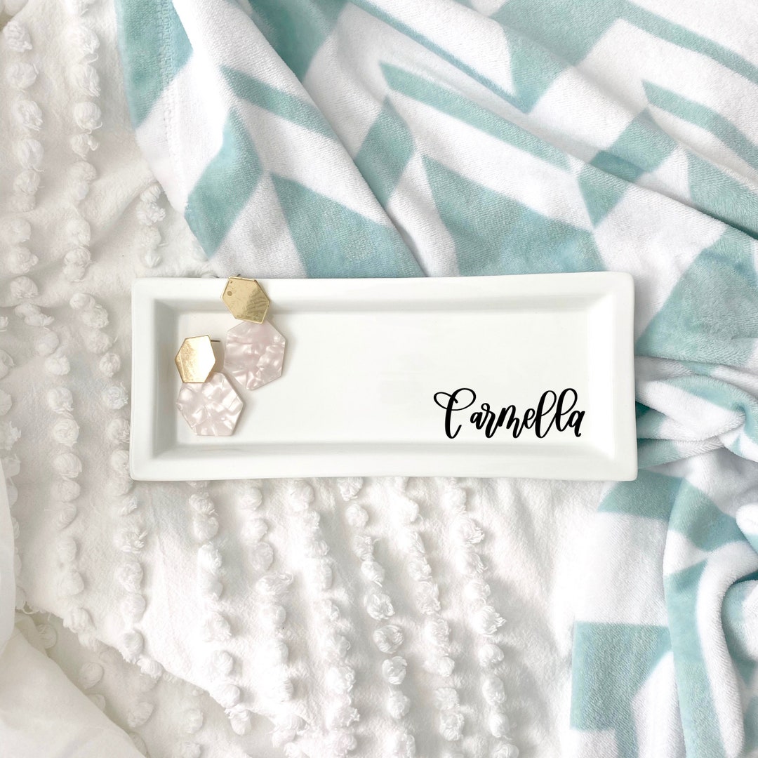 Personalized Ceramic Jewelry Tray - Custom Ring Dish & Vanity Organizer ...