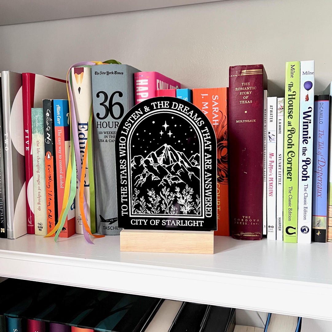 ACOTAR Bookshelf Decor: Engraved Acrylic Sign With Wood Stand - Etsy