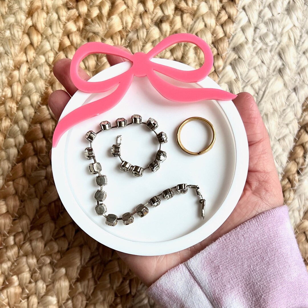 Pink Bow Jewelry Dish Bridesmaid Favors Bridal Party Gift Jewelry Dish ...