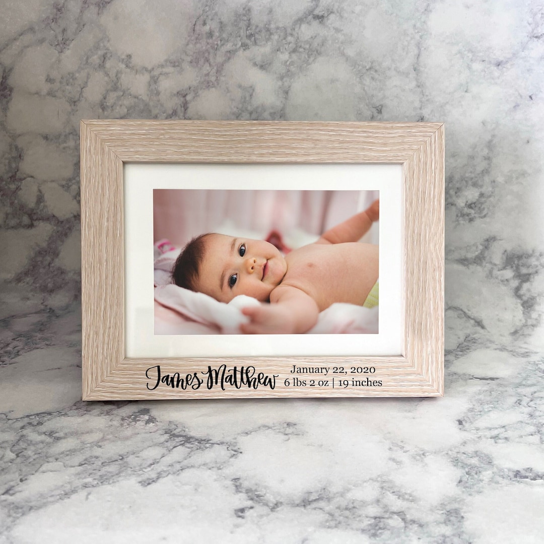 Baby Picture Frames Personalized Engraved Wood Photo Frame Birth Stats ...