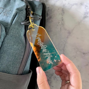 Personalized Backpack Keychain - Stars Acrylic Name Tag - Backpack Name ...