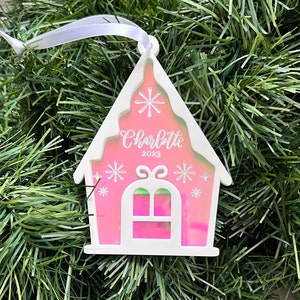Personalized Gingerbread House Ornament – Whimsical Acrylic Name Tag - Etsy