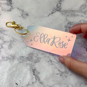 Personalized Backpack Keychain - Stars Acrylic Name Tag - Backpack Name ...