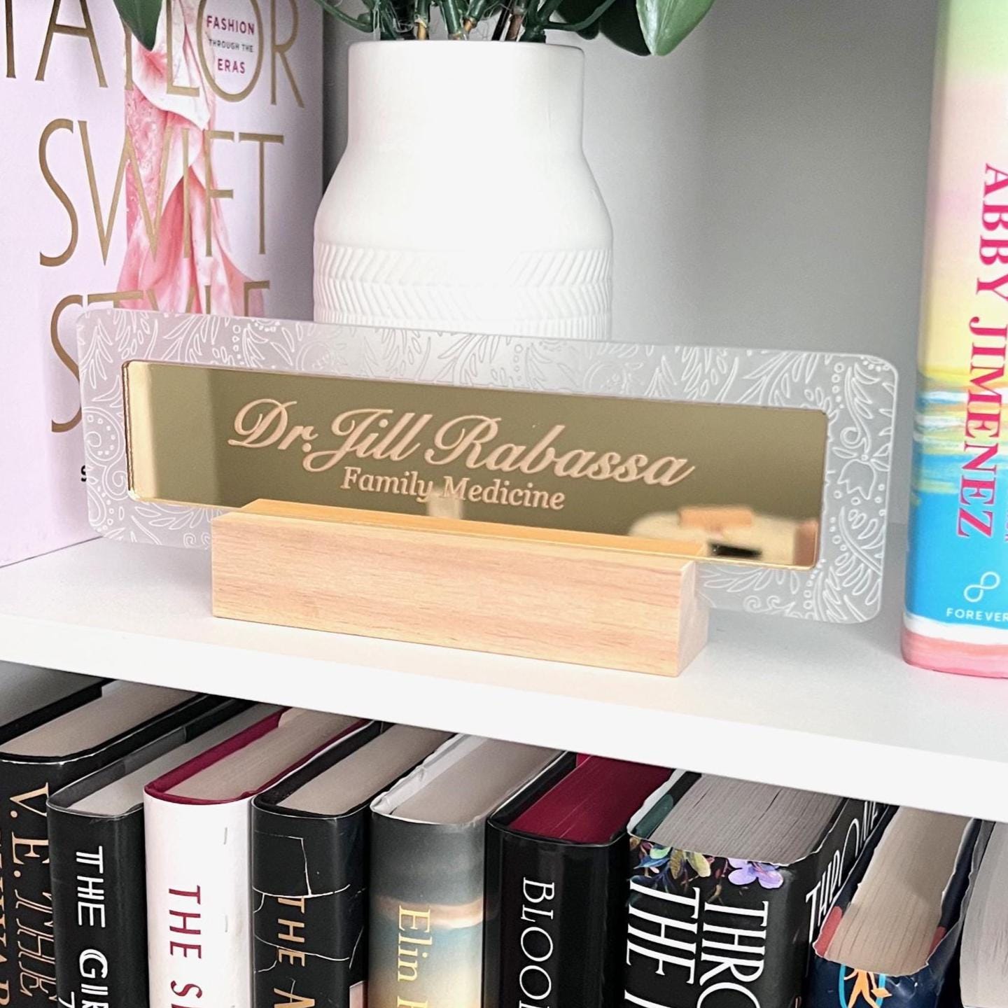 Personalized Doctor Name Plate: Custom Acrylic Desk Sign With Wood Base ...