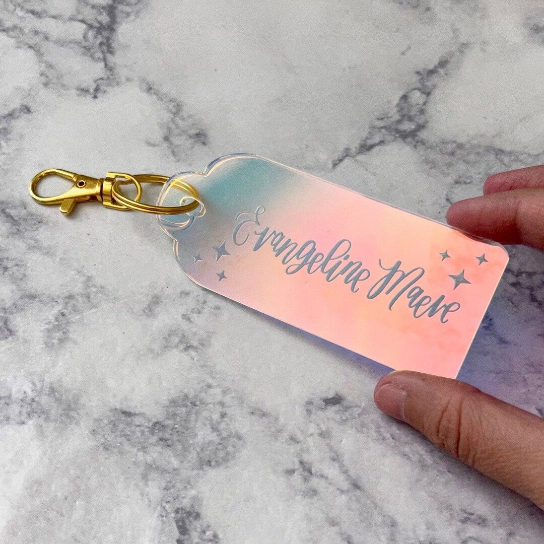 Personalized Backpack Keychain - Stars Acrylic Name Tag - Backpack Name ...