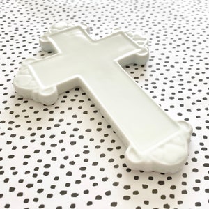 Personalized Baptism Cross: White Ceramic Godson Gift - Etsy