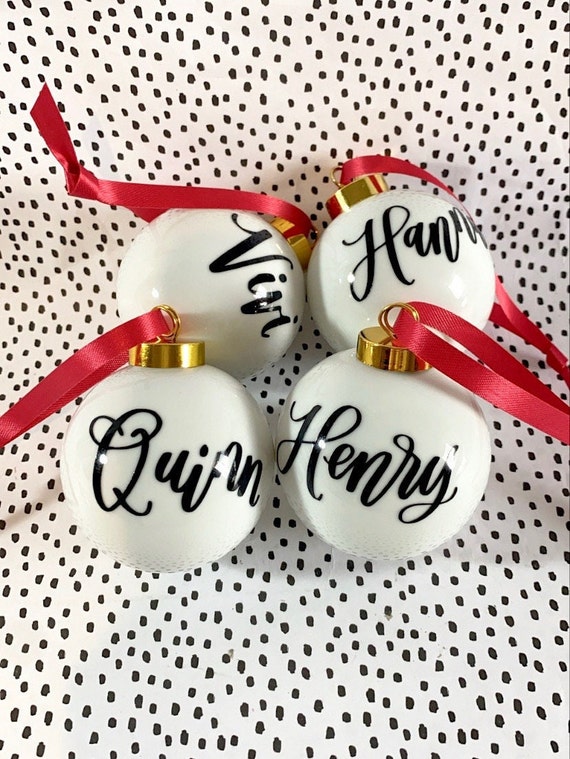 Personalized Name Ornament. 2.5 White and Gold Glass | Etsy