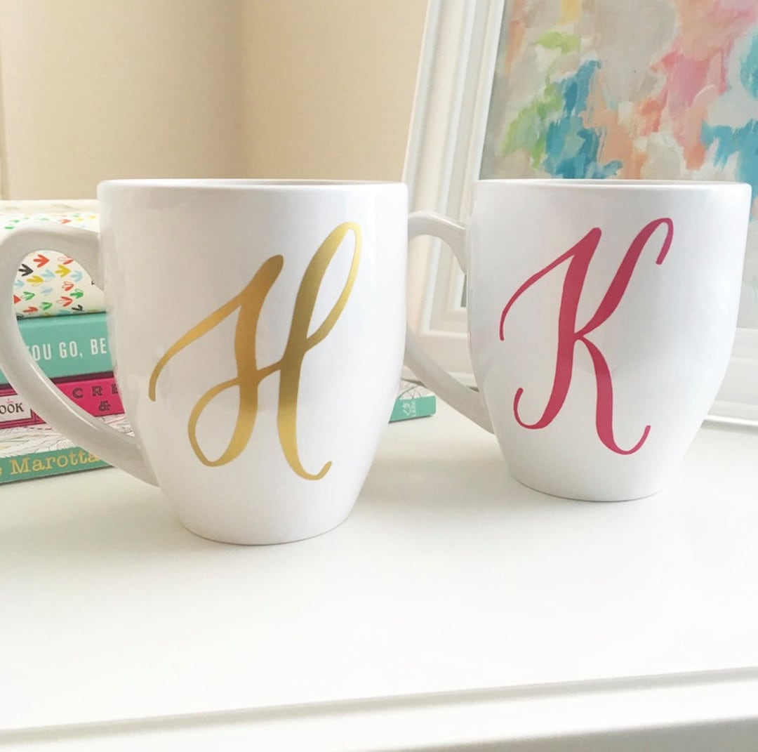 Initial Coffee Mug Gold Monogram Mug Bridesmaid Coffee Cup - Etsy