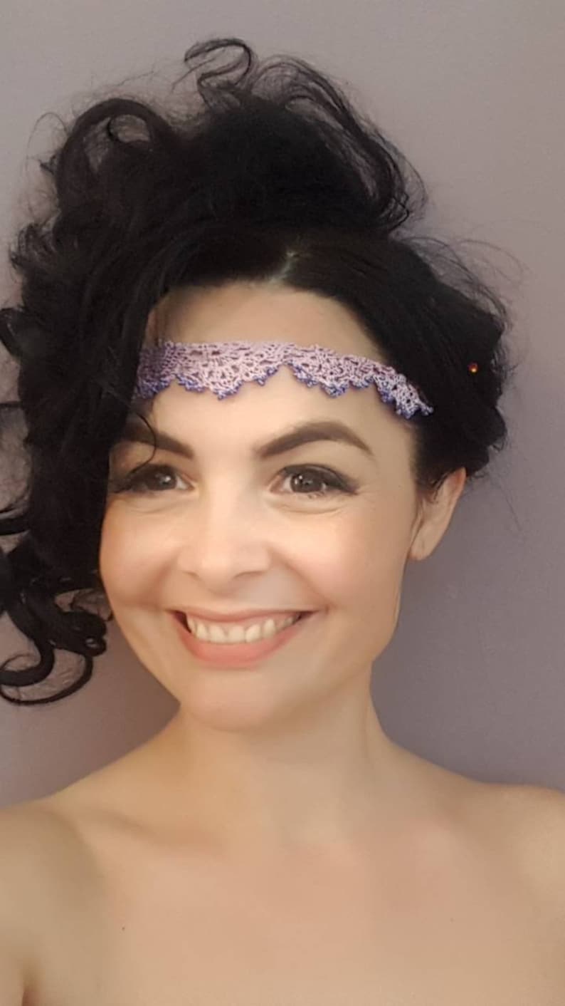 Beaded violet forehead band light purple hairpiece lavender | Etsy