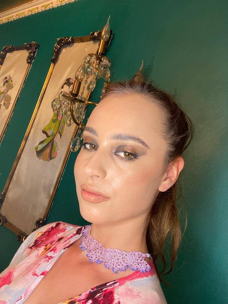 Beaded Violet Forehead Band Light Purple Hairpiece Lavender - Etsy