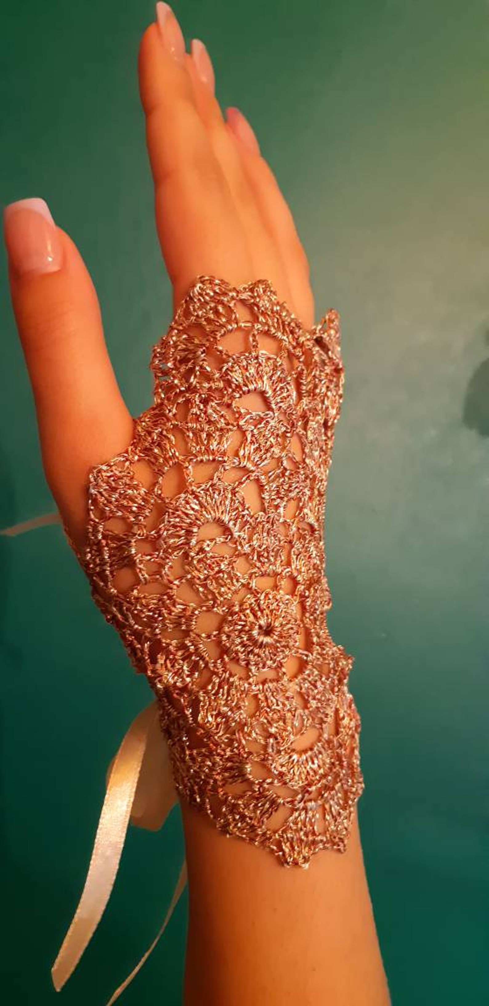 Bohemian Hand Lace Flower Mitten Party Dance Finger Less - Etsy