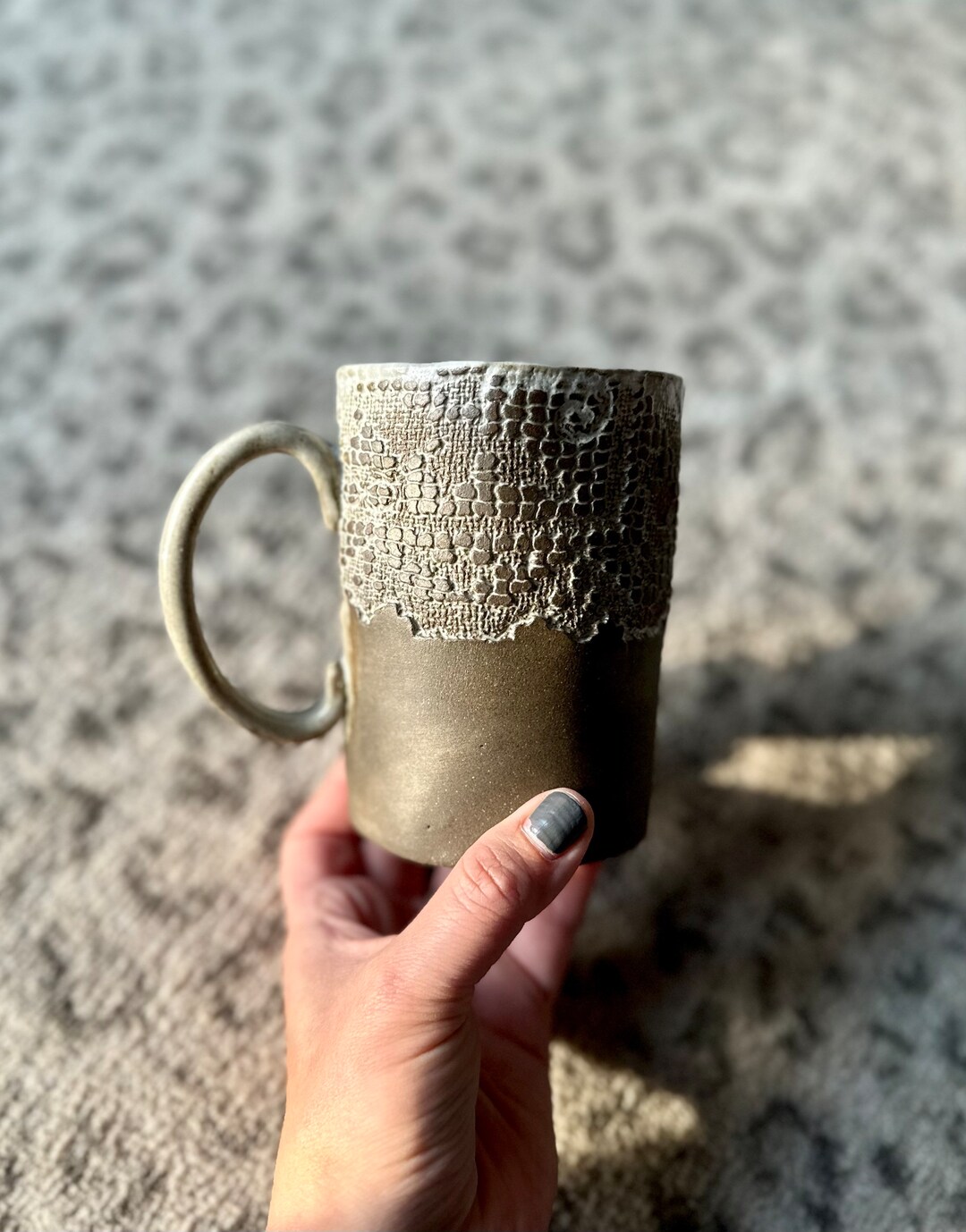 Lace Texture White and Chocolate Clay Slab Mug - Etsy