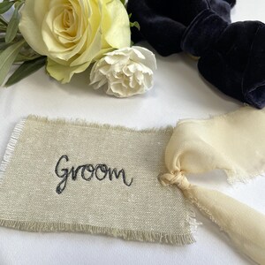 Embroidered Place Tags | Set of Personalised Wedding Place Names ...