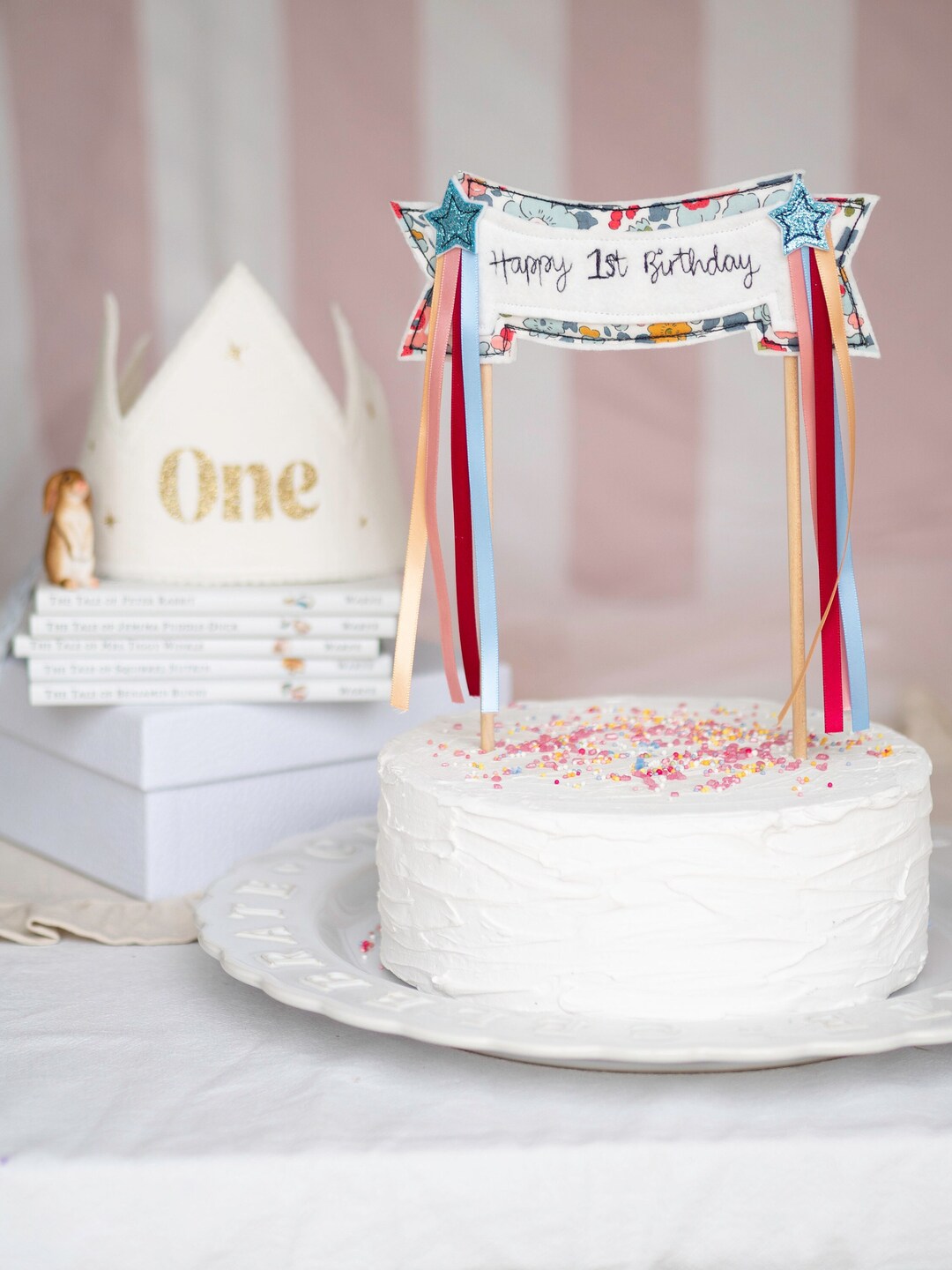 Liberty Happy Birthday Cake Topper. Personalised Cake Topper Flag ...