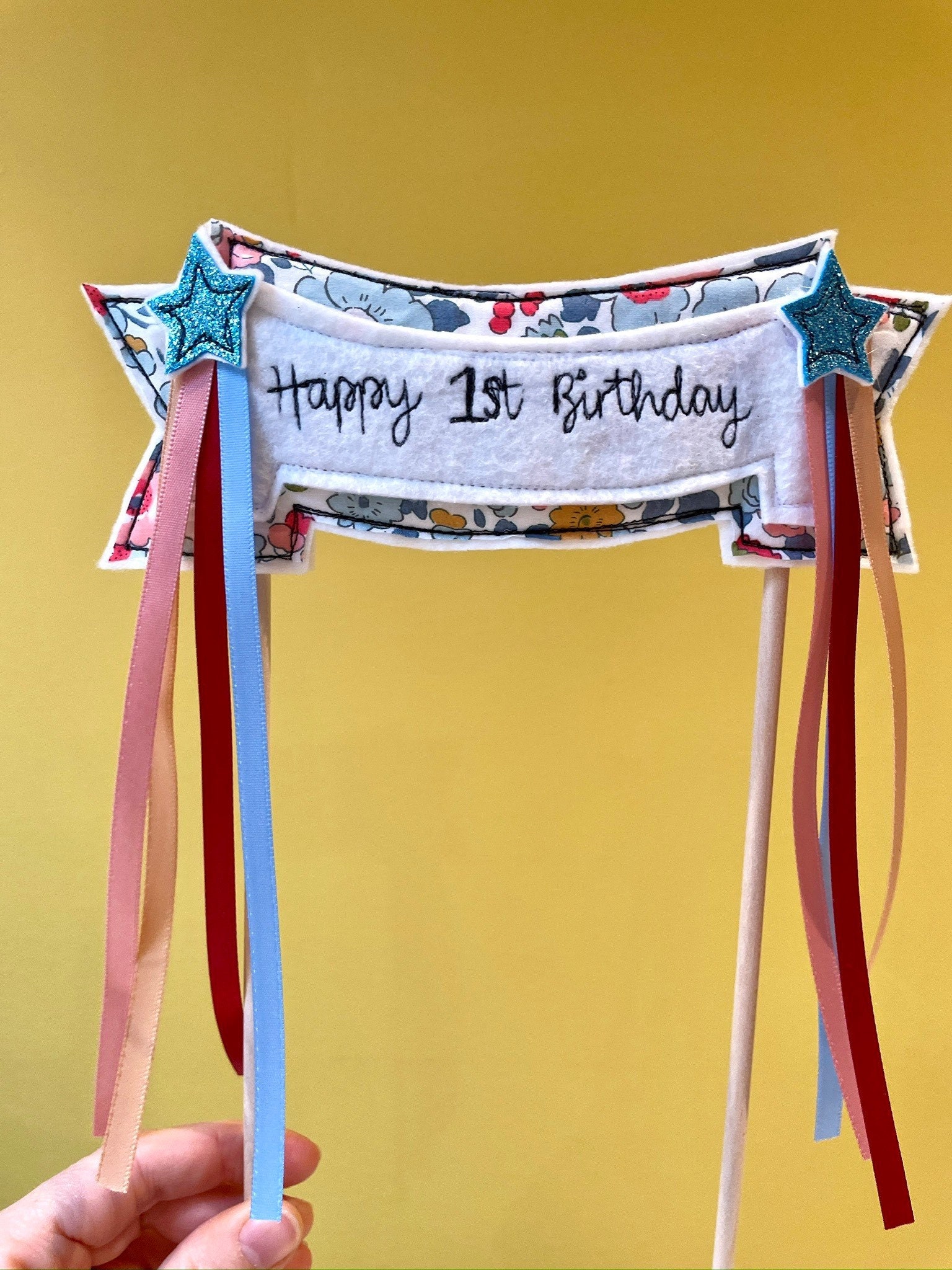 Liberty Happy Birthday Cake Topper. Personalised Cake Topper Flag ...