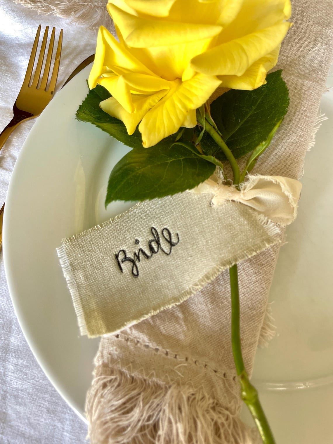 Embroidered Place Tags | Set of Personalised Wedding Place Names ...