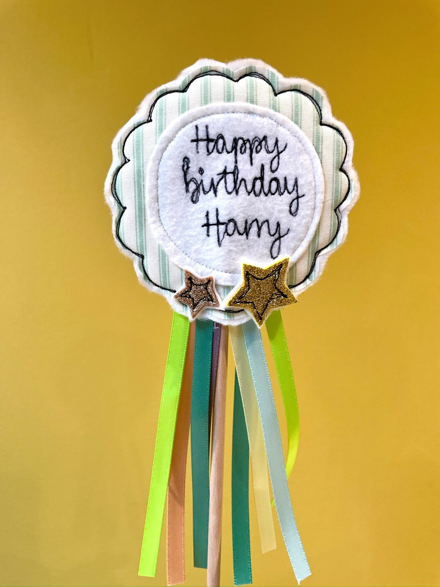 Rosette Personalised Cake Topper Flag. Birthday Cake Topper. Happy ...