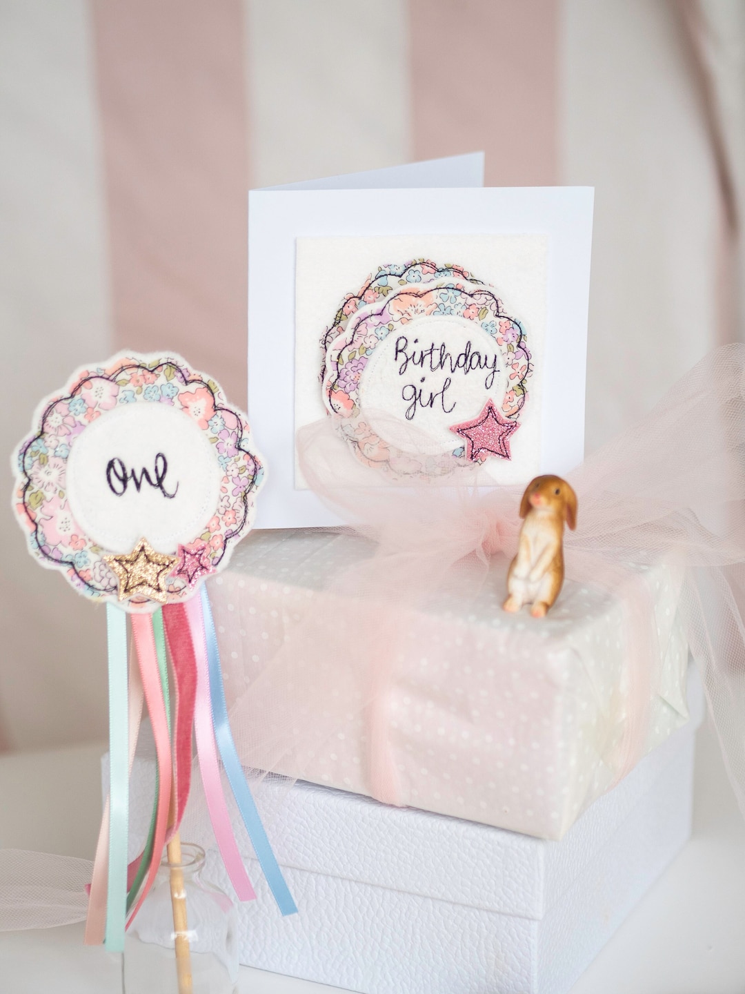 Rosette Personalised Cake Topper Flag. Birthday Cake Topper. Happy ...