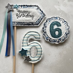 Liberty Fabric Birthday Cake Topper Flag. Happy Birthday Cake Topper ...