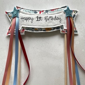 Liberty Happy Birthday Cake Topper. Personalised Cake Topper Flag ...