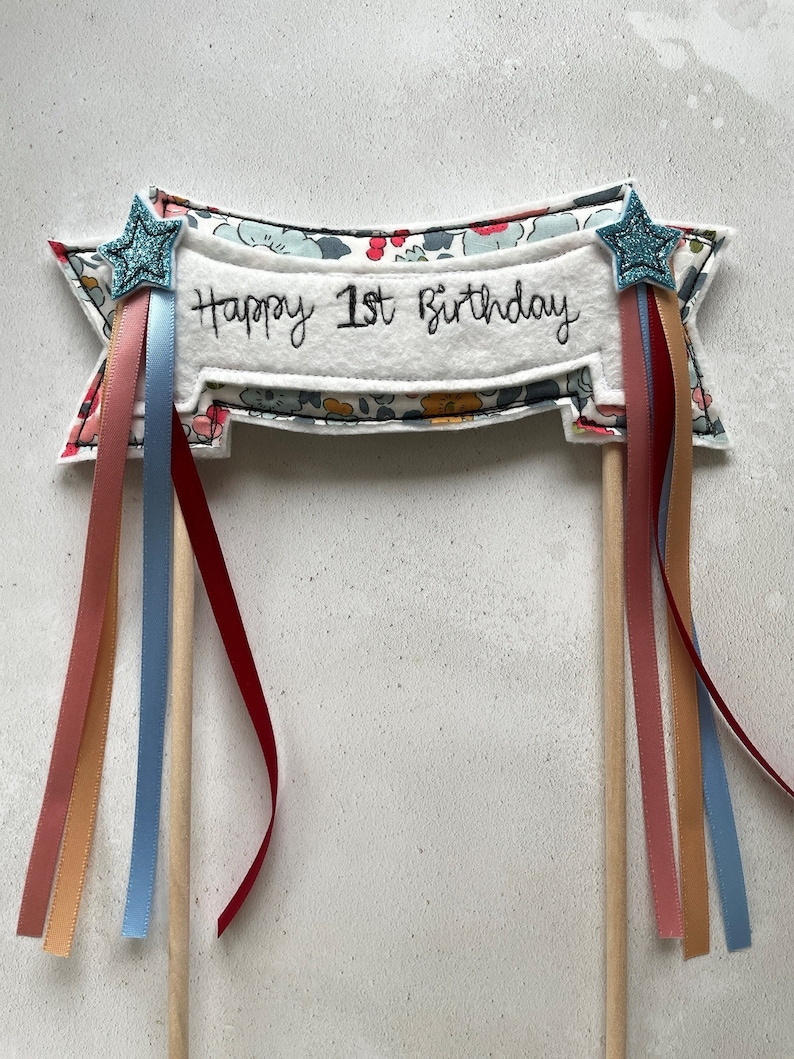 Liberty Happy Birthday Cake Topper. Personalised Cake Topper Flag ...