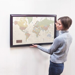 Personalized Framed World Travel Map With Pins - Push Pin Travel Map ...