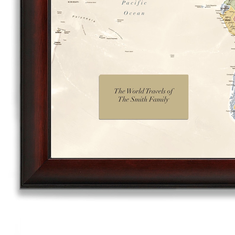 Personalized Framed World Travel Map With Pins Push Pin - Etsy