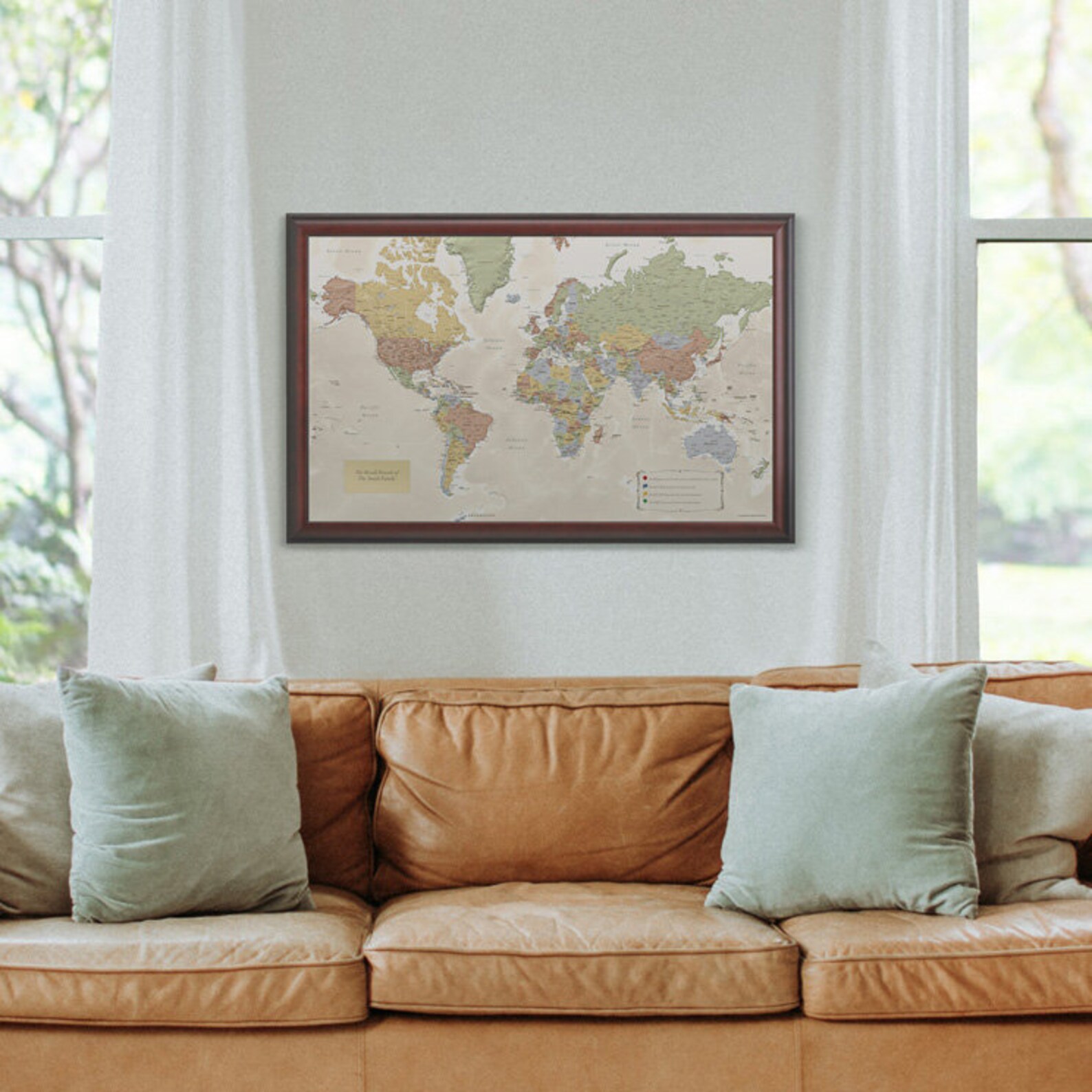 Personalized Framed World Travel Map With Pins Push Pin - Etsy