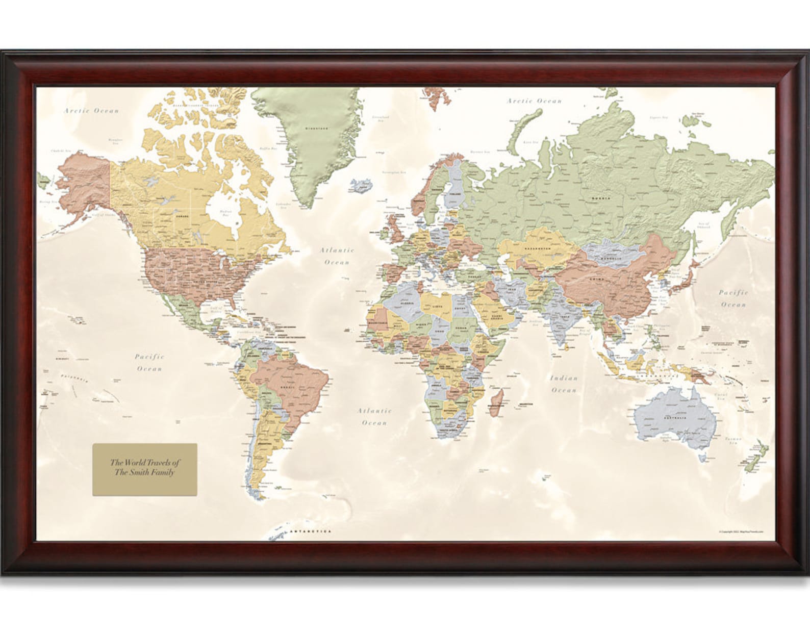 Personalized Framed World Travel Map With Pins Push Pin - Etsy