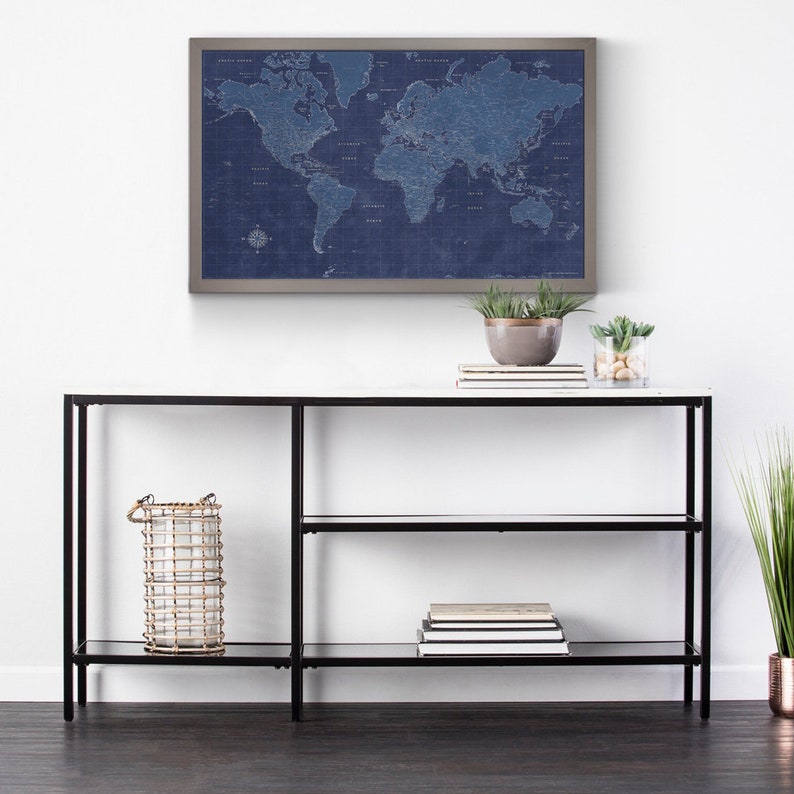 Modern Framed World Map Push Pin Travel Map 34x26 | Etsy