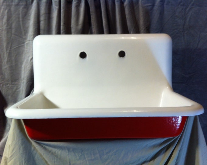 Antique Edwardian Farm Sink Highback Rolled Lip Vintage Farmhouse ...