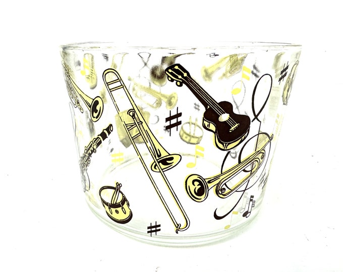 1950’s Hazel Atlas Jazz Band Glass Barware Set Red Black Musical Decals ...