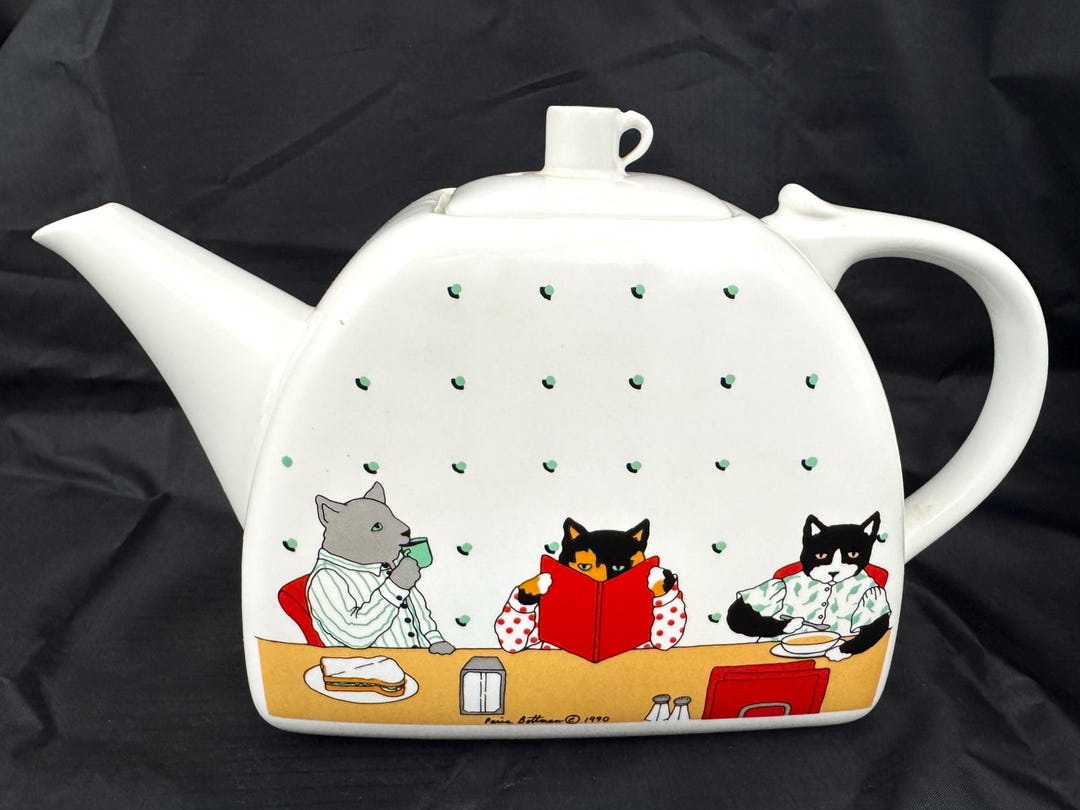 Vintage PARIS BOTTMAN 1990 Ceramic 3 Cats Teapot MINT - Etsy