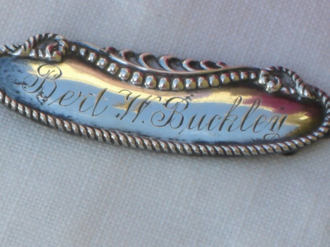 Name Tag Sterling Silver Name Plaque Antique Free | Etsy