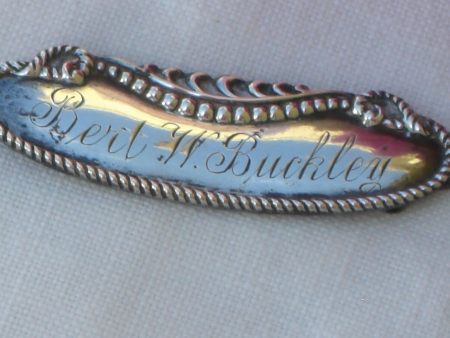 Name Tag Sterling Silver Name Plaque Antique Free | Etsy