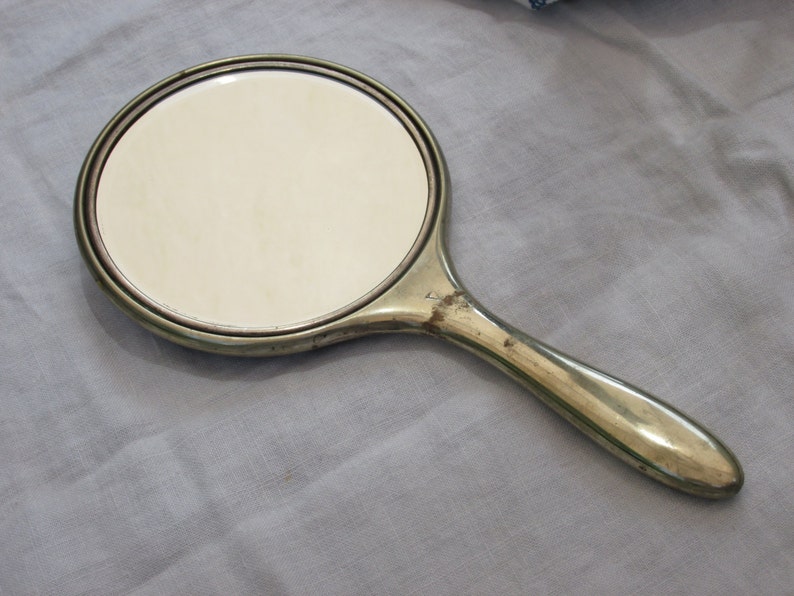 Hand Mirror Silver Plate With Faux Tortoiseshell Back - Etsy